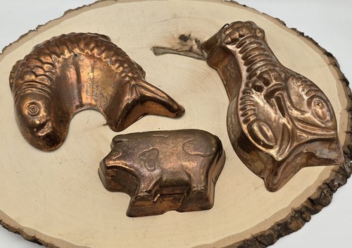 Set of 3 Small Copper Animal Jelly Hanging Molds Lobster Pig Fish | eBay