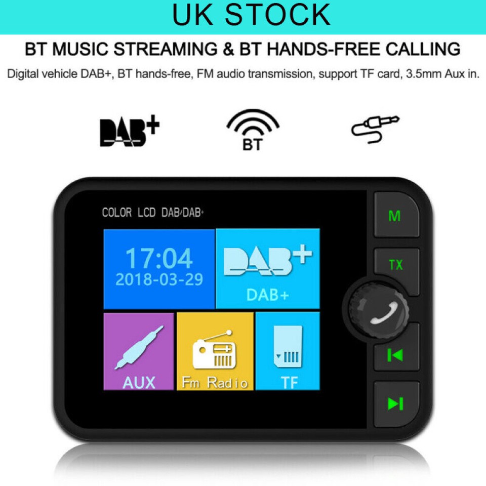 2.4" In-Car DAB/DAB+ Digital Radio Adapter LCD FM Transmitter Magnetic ...