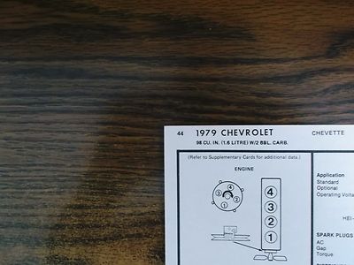 1979 Chevrolet Chevette FOUR Series Models 1.6 Litre 98 CI L4 2BBL Tune ...