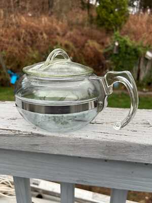 Vintage Pyrex Flameware 6 Cup Glass Coffee Tea Pot Kettle w/ Lid 8336 ...