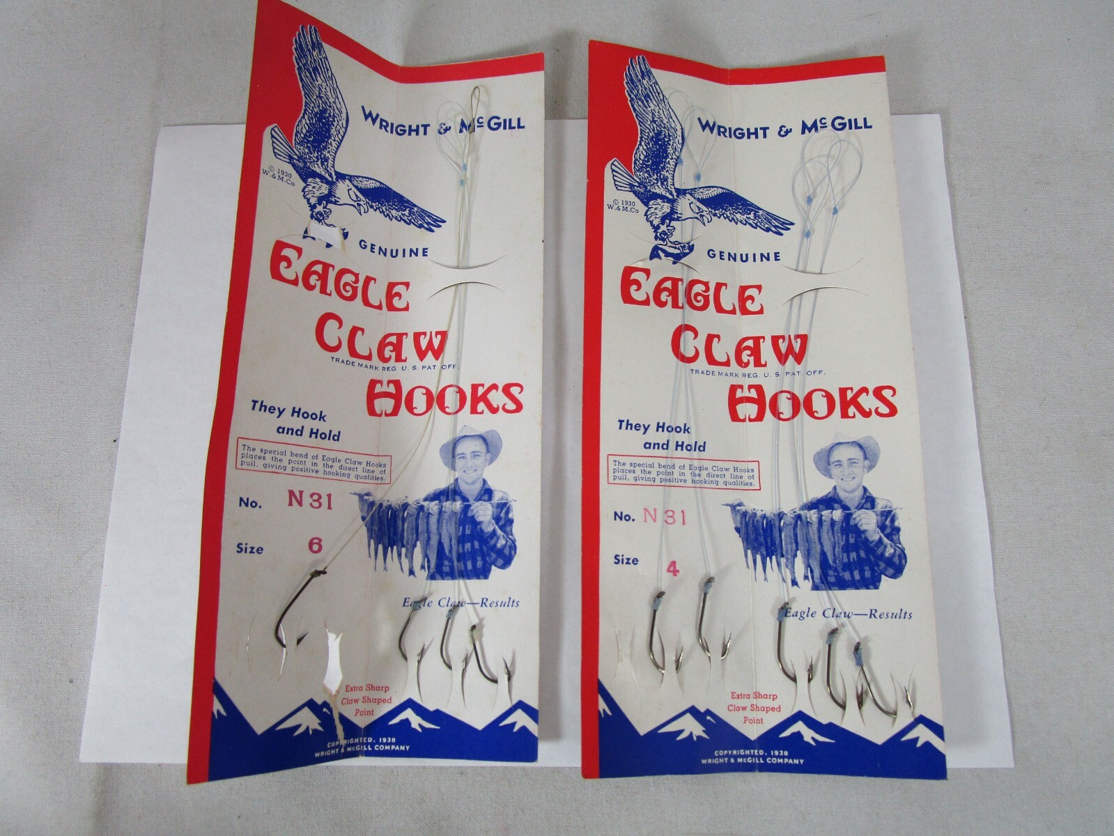 Vintage Eagle Claw Size 4 and 6 Hook Packs Paper Sleeve with hooks | eBay
