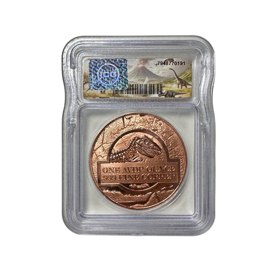 T-REX 1 oz Colorized Copper Round ICG MS70 Ultra High Relief 1 of 5000 ...