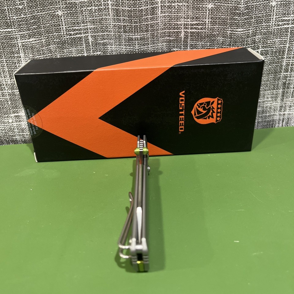 Vosteed Parallel Folding Knife Gray Titanium Handle 154CM Reverse Tanto ...