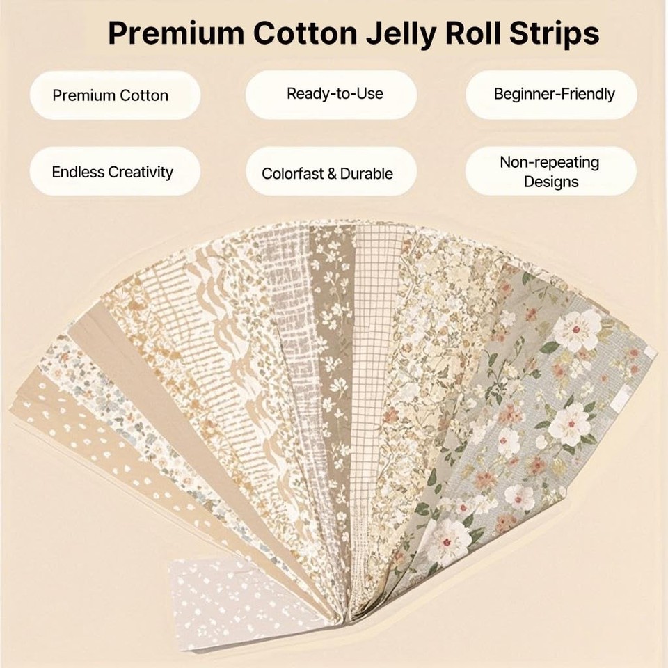 42 PCS Jelly Roll Fabric Strips 2.6 Inch Cotton Floral Bundles Quilting ...
