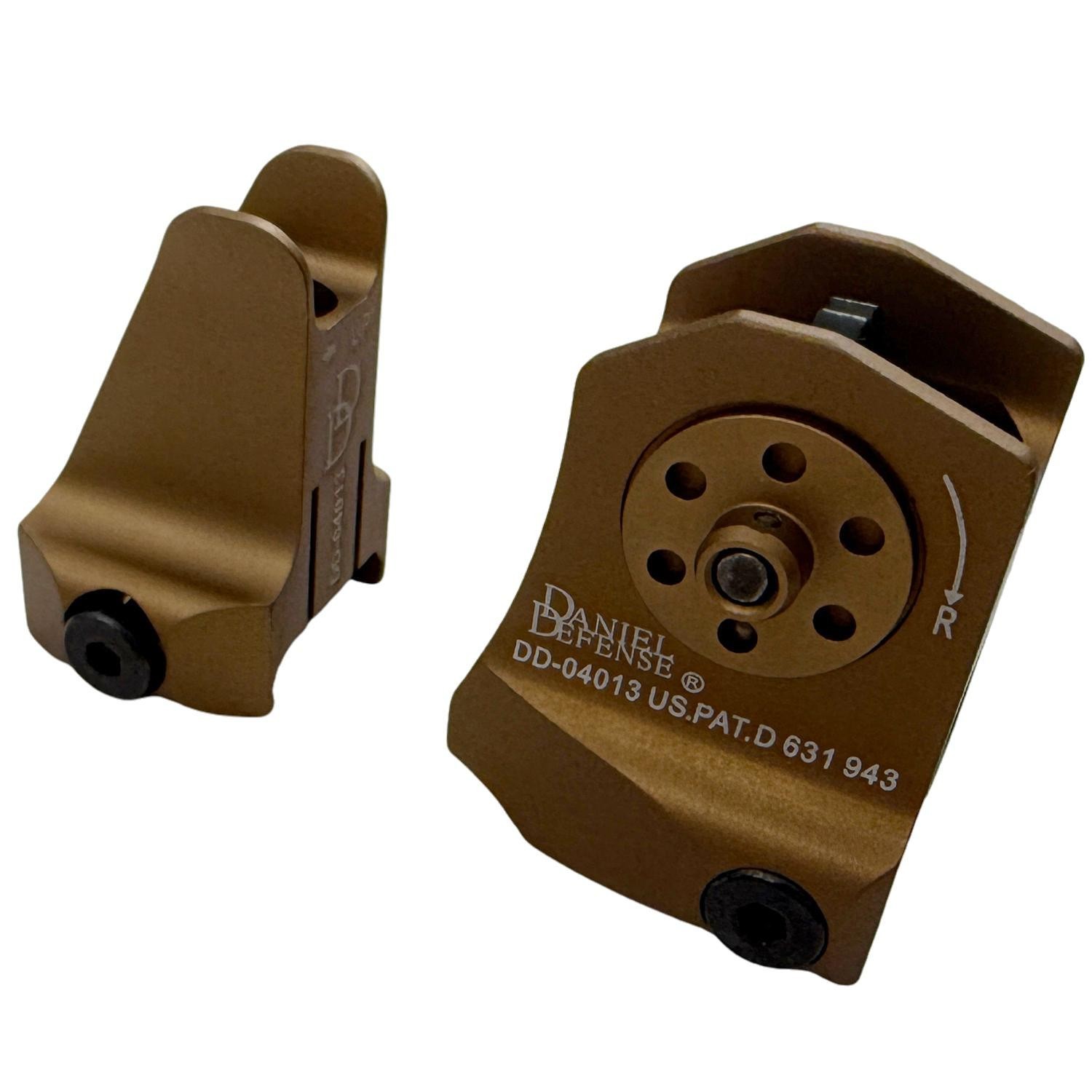 D T Tactical Folding Iron Sights Set, Low Profile Metal Front & Rear