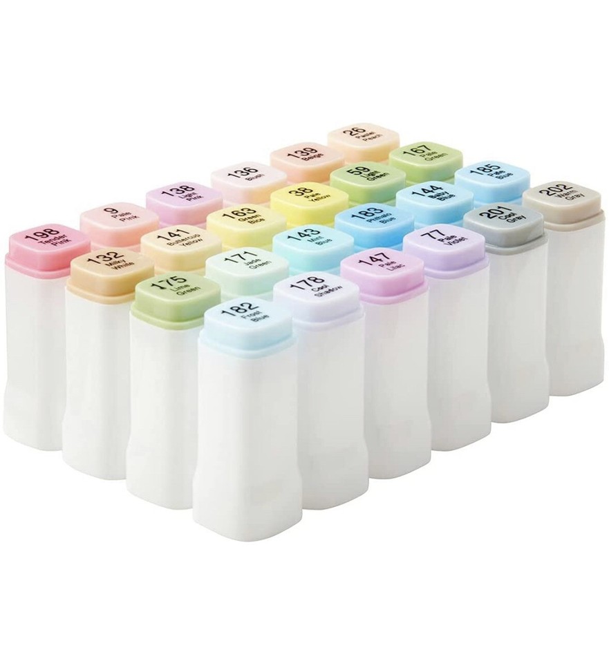 Kingart® Pro Double-Ended Art Markers Pastel Palette 24 Unique Color ...
