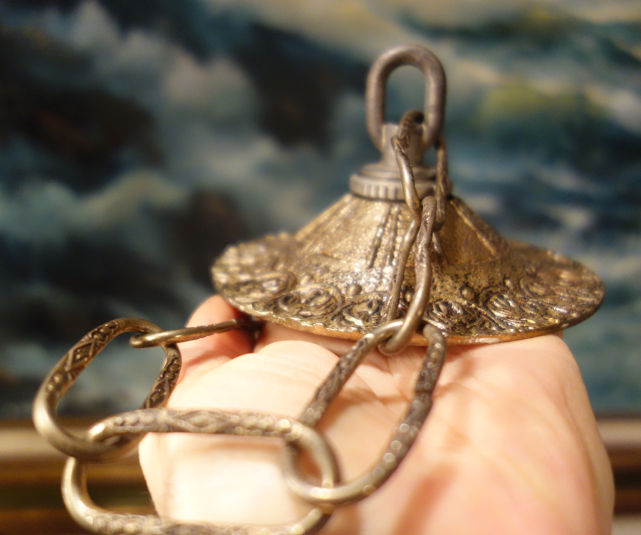 4.5" Vintage Brass Bronze Ceiling cap canopy w 16" chain lamp ...