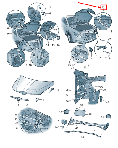 NEW SKODA SUPERB MK2 3T BONNET CATCH HOOK 3T0823480B NO IMPORT DUTIES ...
