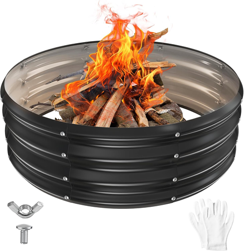 36 Inch round Galvanized Fire Pit Ring/Fire Ring - Foldable and Perfect ...