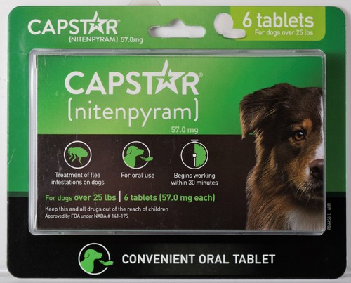 CAPSTAR 6 nitenpyram 57 mg Tablets Oral Treatment DOGS (Dog) OVER 25lbs ...