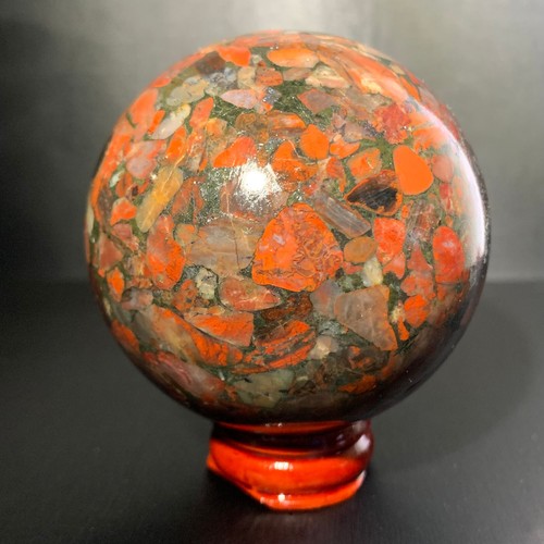 400g Rare Natural Red Jasper Quartz Sphere Crystal Ball Specimen ...