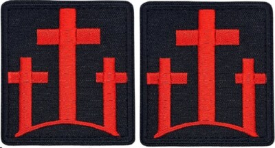 Three Crosses Red Christian Cross Patch -2PC 2.5" X 2.5" iron on or Sew ...