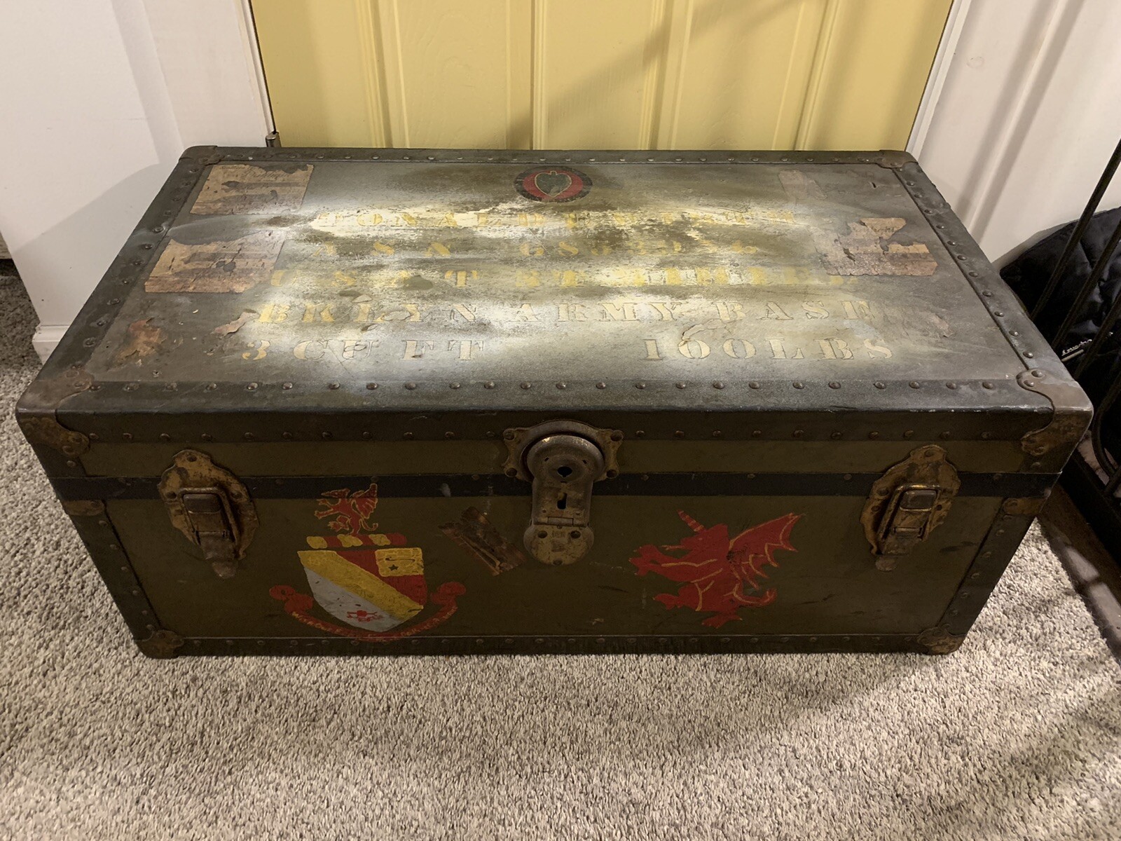 WW2 WWII U.S.A Military Footlocker/Trunk/Storage Army Named Hand ...