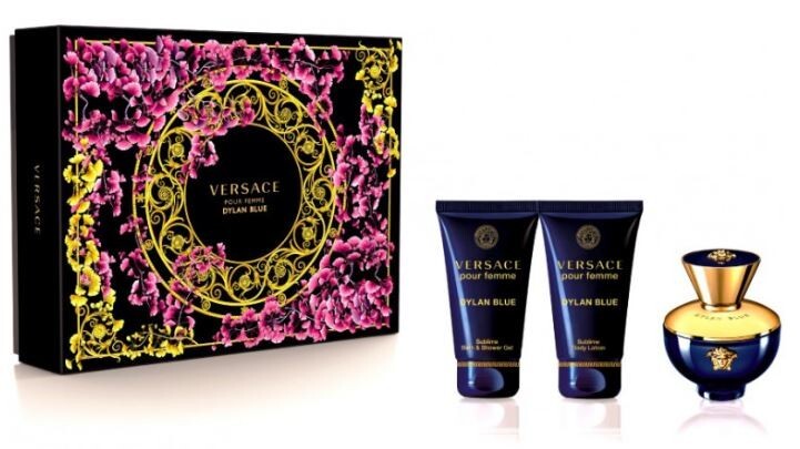 VERSACE DYLAN BLUE for Women 3pc GIFT SET 1.7 oz EDP Spray + LOTION ...
