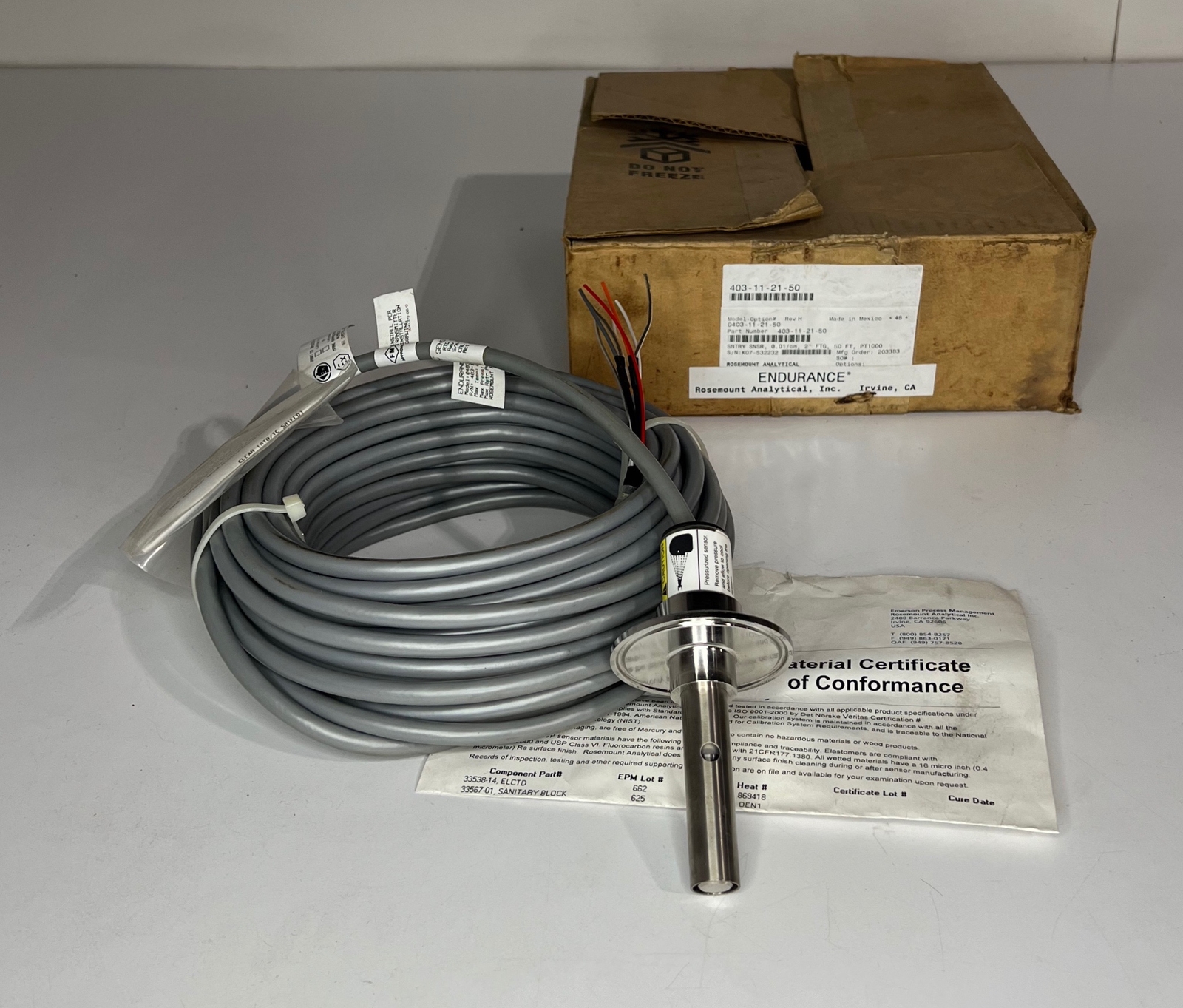 ONE (1) ROSEMOUNT EMERSON Sanitary Conductivity Sensor 403-11-21-50 ...