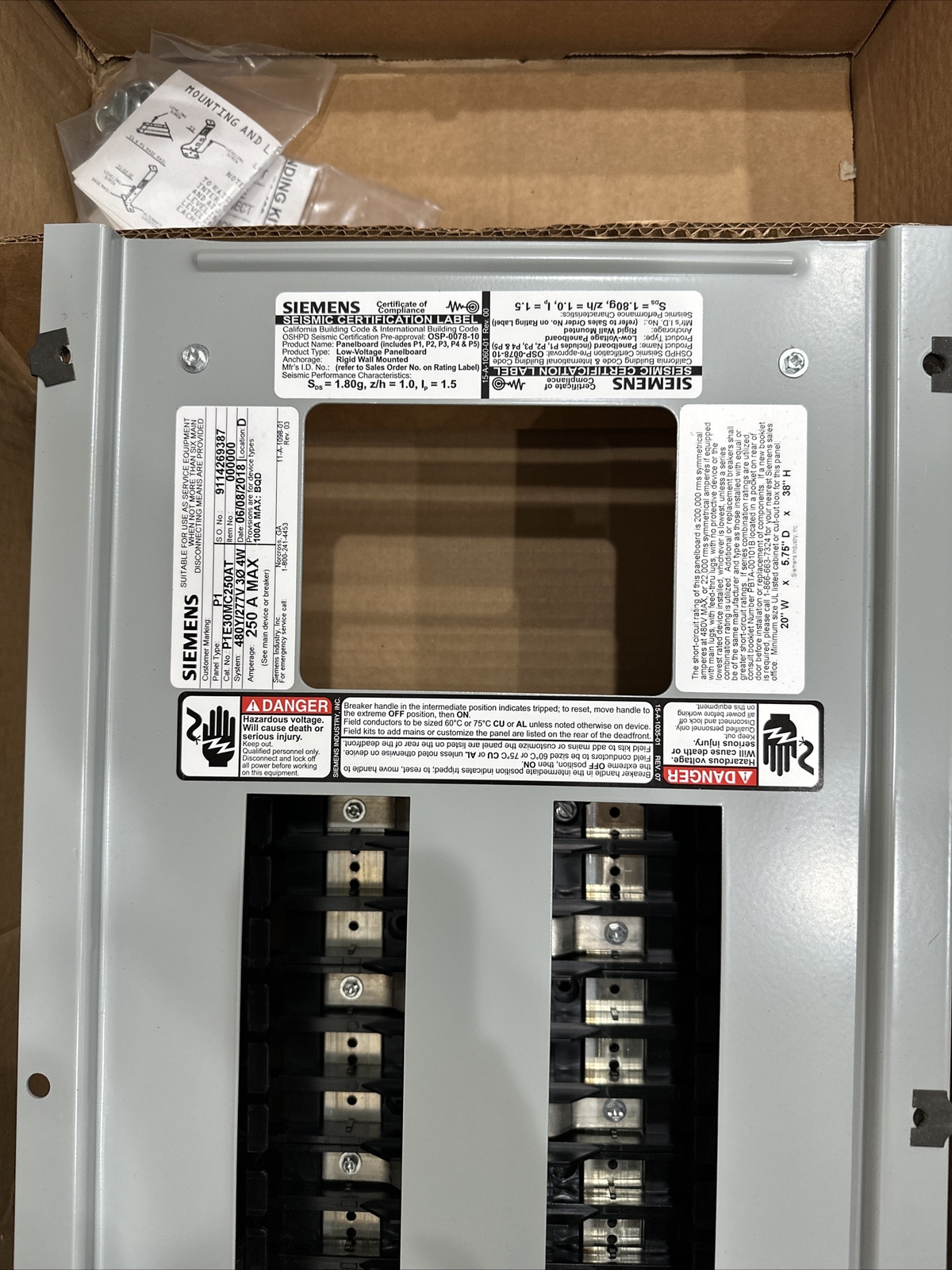 ⚡️Siemens P1E30MC250AT 480V 250A 30 Circuit 3-Phase 4-Wire Main ...