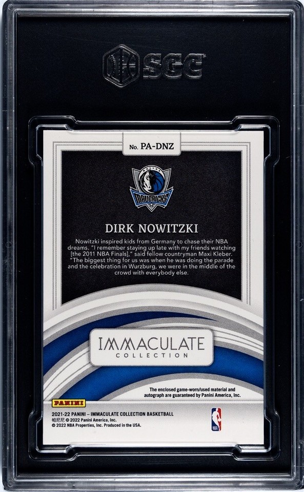 2021-22 Panini Immaculate PA-DNZ Dirk Nowitzki Patch Autographed 41/49 ...