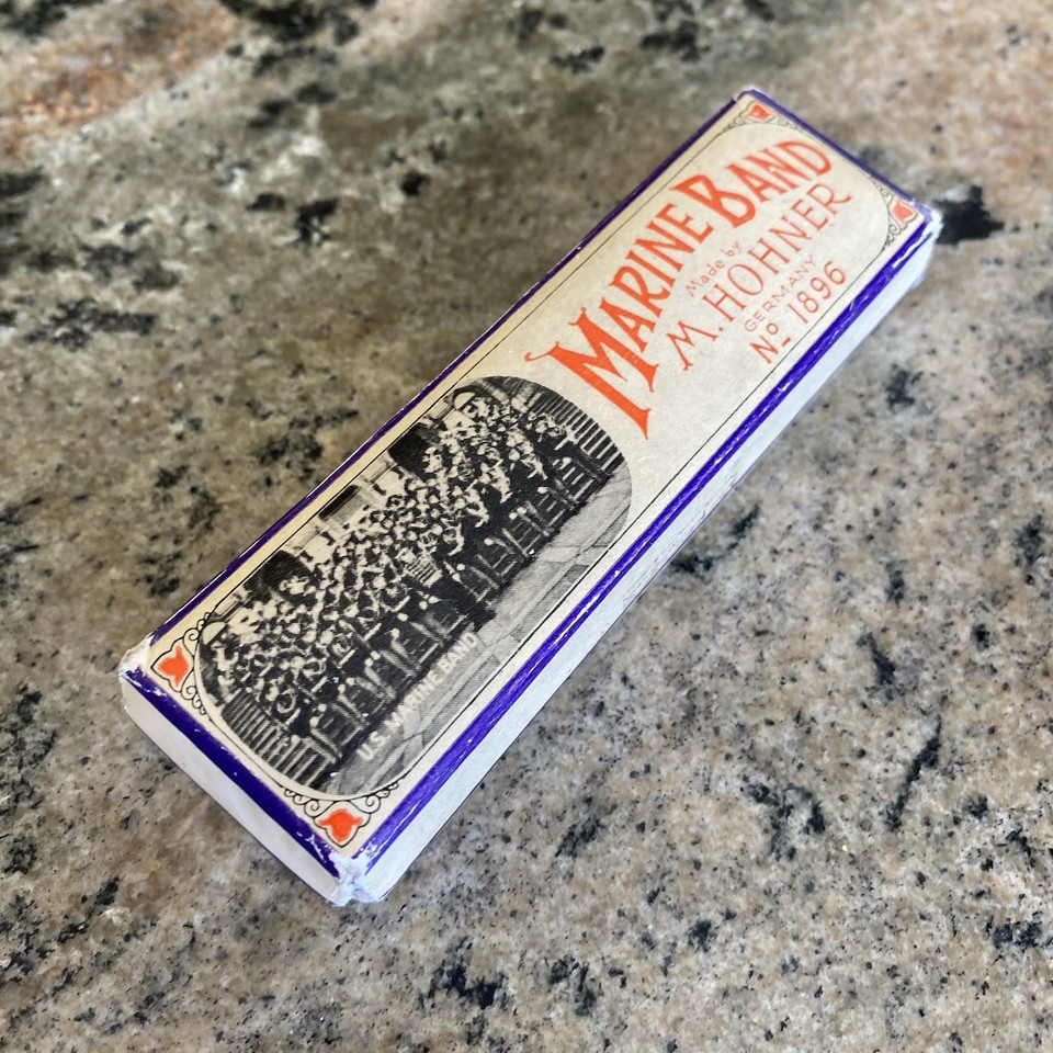 MARINE BAND M. HOHNER HARMONICA NO. 1896 A440 KEY D - WITH BOX MADE IN ...