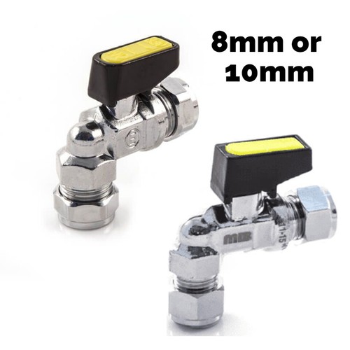 8mm-10mm GAS LEVER STOP VALVE COMPRESSION ISOLATION ELBOW BENT TAP SHUT ...