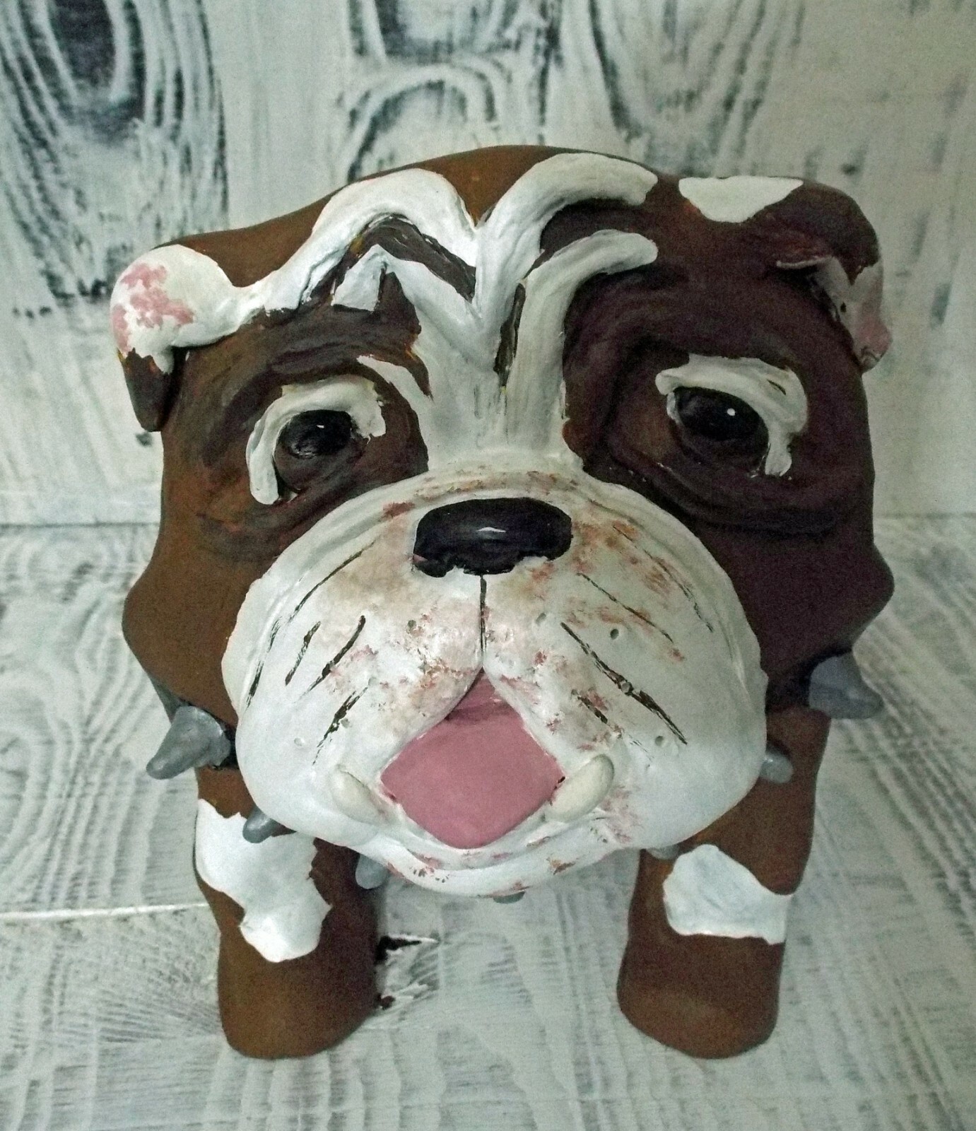 New Vintage Style Folk Art English Bulldog Pottery Planter Pot Dish | eBay
