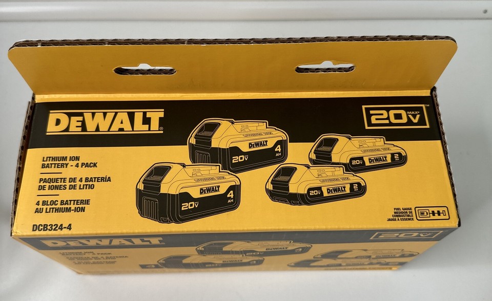 BRAND NEW DEWALT DCB324-4 20V MAX 4 Ah and 2 Ah Batteries (2-DCB204 & 2 ...