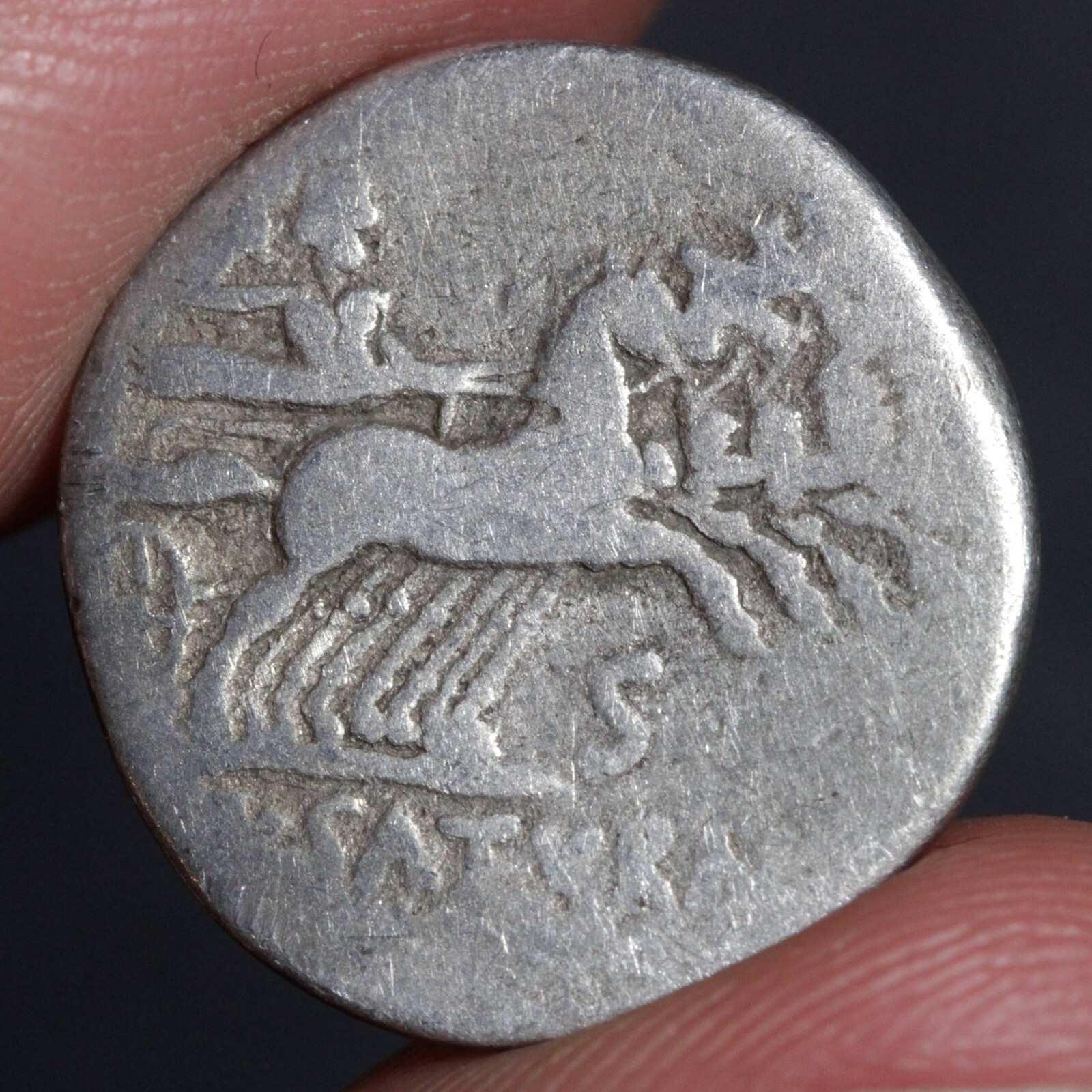 Roman Republic Denarius Ancient Silver Coin Roma Head 104BC Saturninus ...