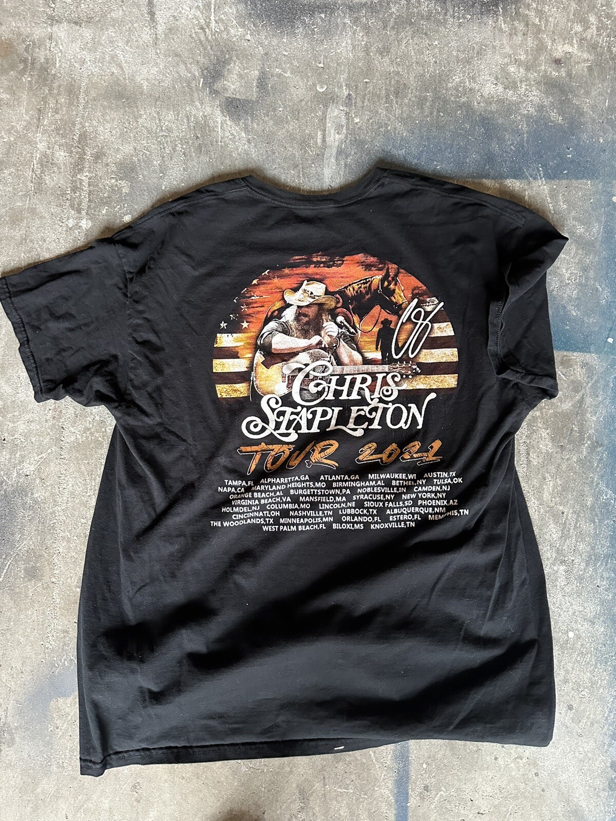 2021 Chris Stapleton Tour T Shirt Black Size XL Doubl… - Gem