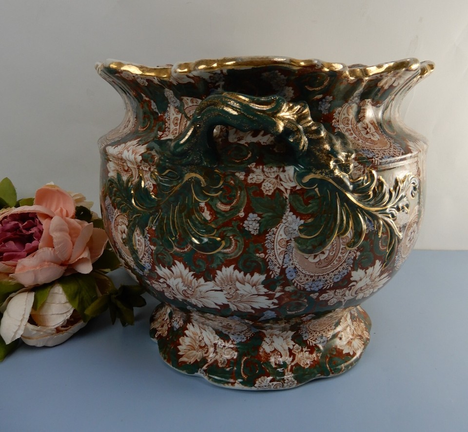 Antique Pottery Large 9-1/2" High Jardiniere Signed Benares 4452 | eBay