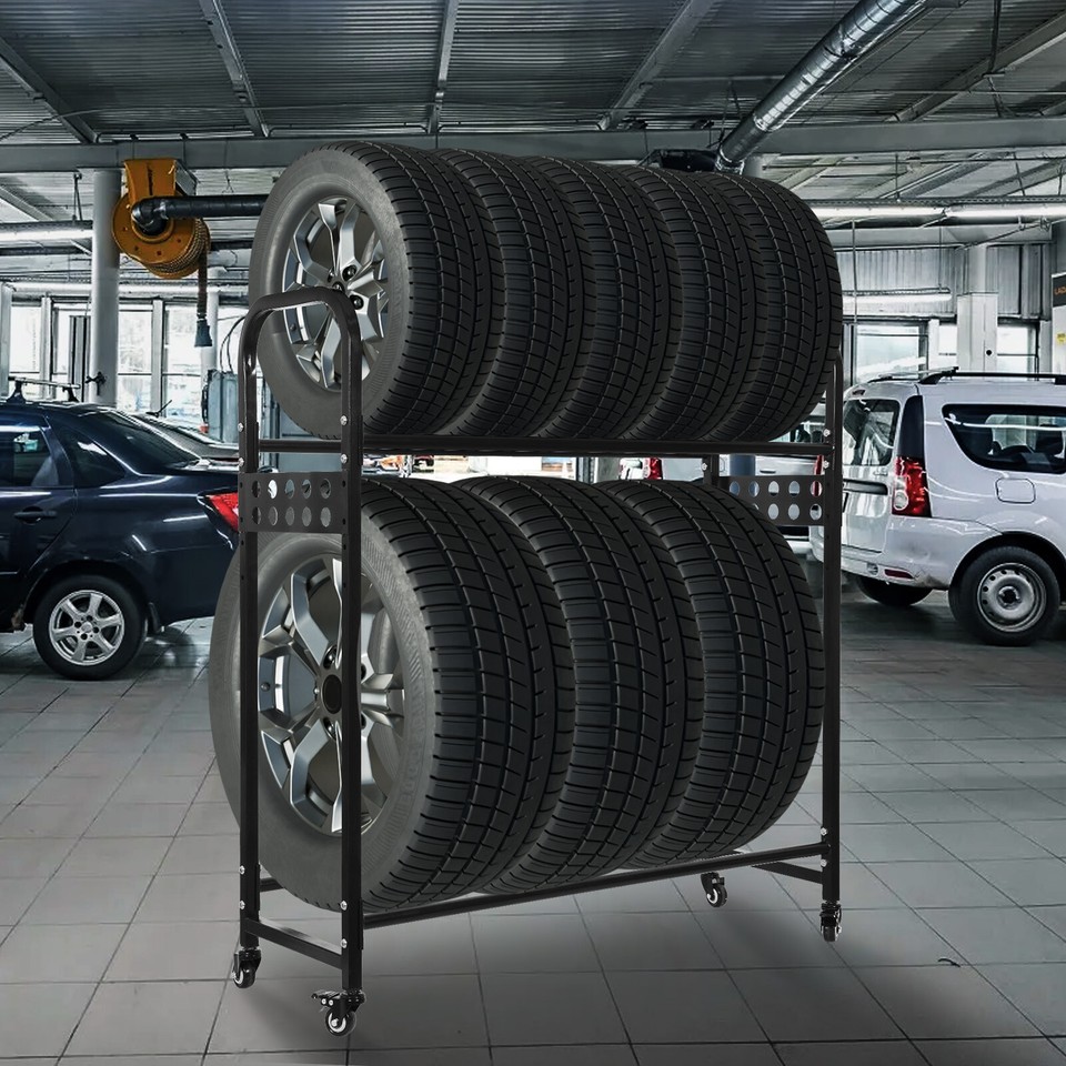 Rolling Tire Rack Metal Adjustable Tire Stand for Indoor/Outdoor Use ...