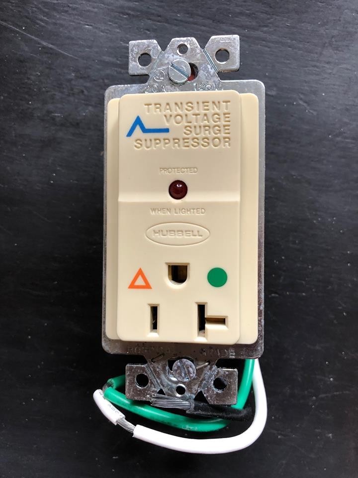 Hubbell Ivory Isolated Ground Single Receptacle With Surge Protection ...
