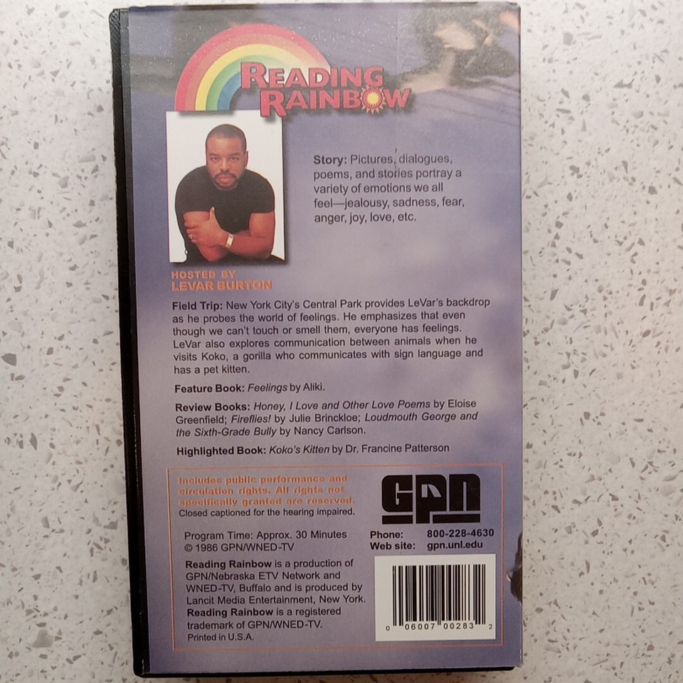 Reading Rainbow VHS "Feelings" Episode #028/155 LeVar Burton ExLib | eBay