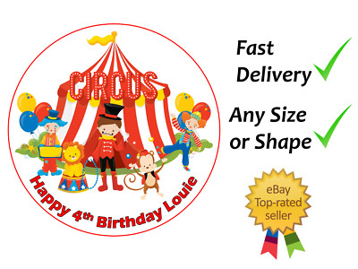 Red circus Big top Cake topper icing or wafer Personalised | eBay UK