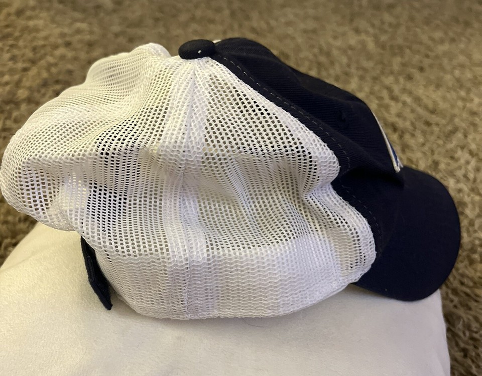 VTG 90s AEROSMITH LOGO ROCK BAND CAP BLUE W/ WHITE MESH PLATINUM SERIES ...