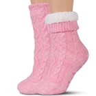 Slipper Socks for Women with Grippers Non Slip, Sherpa Lined Medium ...