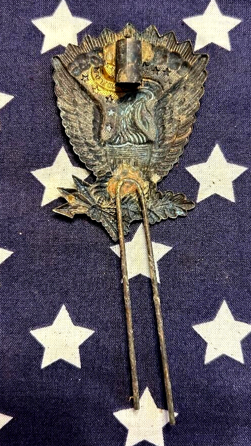 ORIGINAL CIVIL WAR BRASS EAGLE INSIGNIA FOR SHAKO OR HARDEE HAT W ...