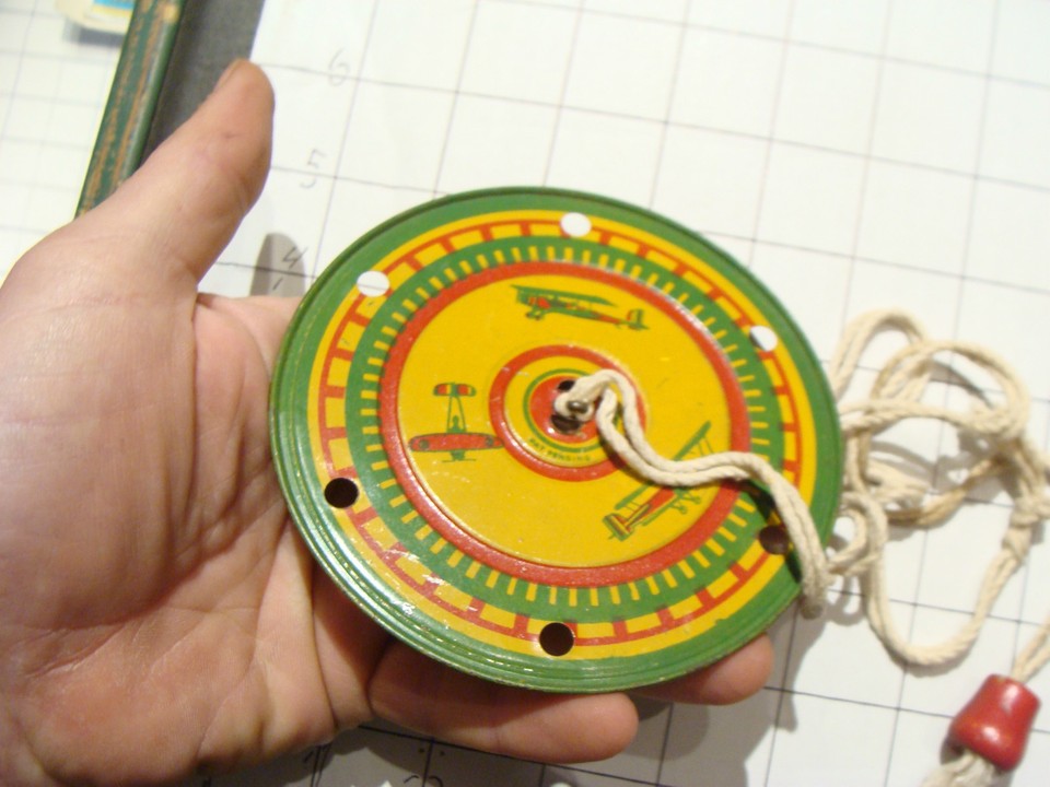 Vintage Original pair of TIN TOY AIRPLANE lithographed Noise toy ?? w ...