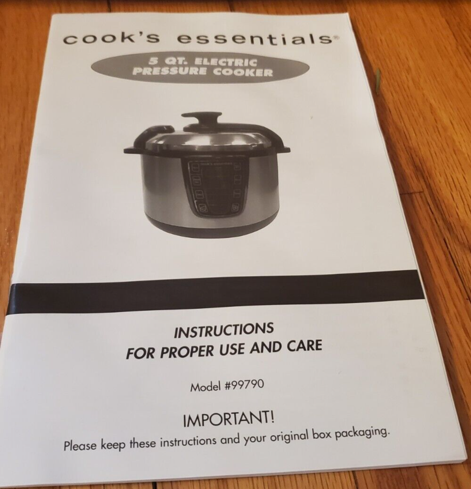COOKS ESSENTIALS 5 Qt Electric Pressure Cooker Model #99790 Stainless ...