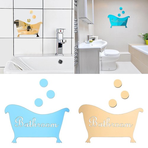 Washroom Entrance Sign Wall Sticker Bathroom Door Plate Mirror Surface ...