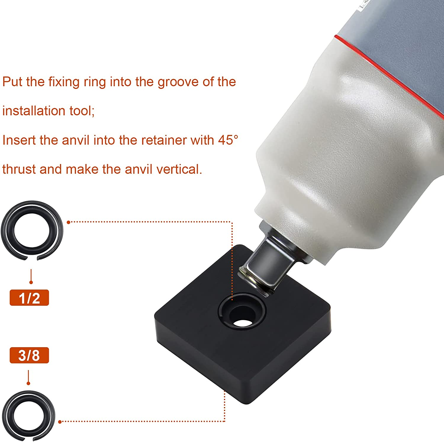 1/2" and 3/8" Impact Retaining Ring Clip Impact Socket with Anvil ...