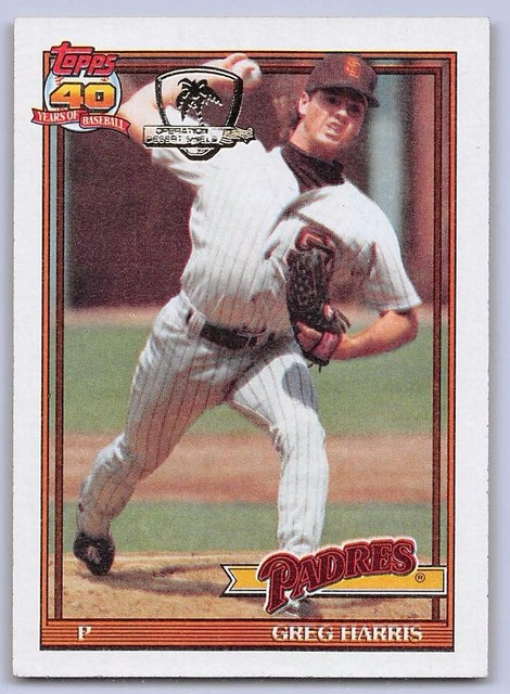 1991 GREG HARRIS - Topps "DESERT SHIELD" Baseball Card - #749 - SAN ...
