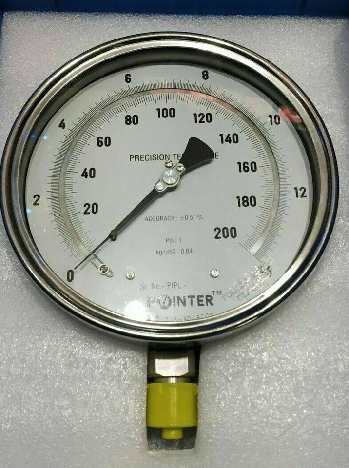 Precision Test Gauge 14 KG 200 PSI ±0.5 % Accuracy 6" Mirror Dial | eBay