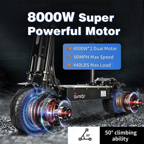 8000W Foldable Dual Motor Strong Power Electric Scooter 60V/50AH Fast ...