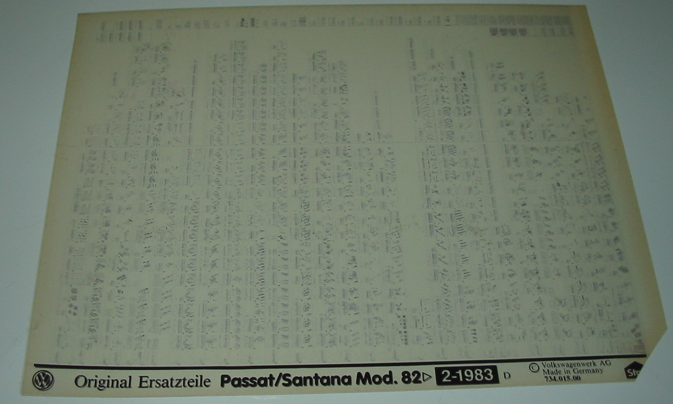 Microfich Ersatzteilkatalog VW Passat Typ 32B 32 B B2 B 2 Santana Stand ...