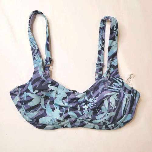 Athleta Swim Top Bikini Sz 32 B/C Purple Blue Tropical Floral Removable ...