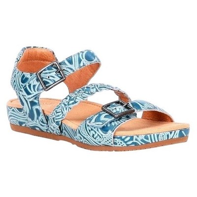 Brioso Size 9 M Solera Turquoise Blue Tooled Leather Sandals New | eBay