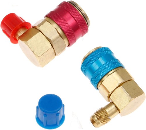134a Quick Coupler, AC R134a Adapter Fittings 1/4 inch, Red, Gold, Blue ...