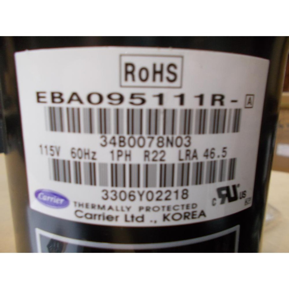 CARRIER EBA095111R-A/P033-09010 9,500 AC ROTARY COMPRESSOR 115/60/1 R ...
