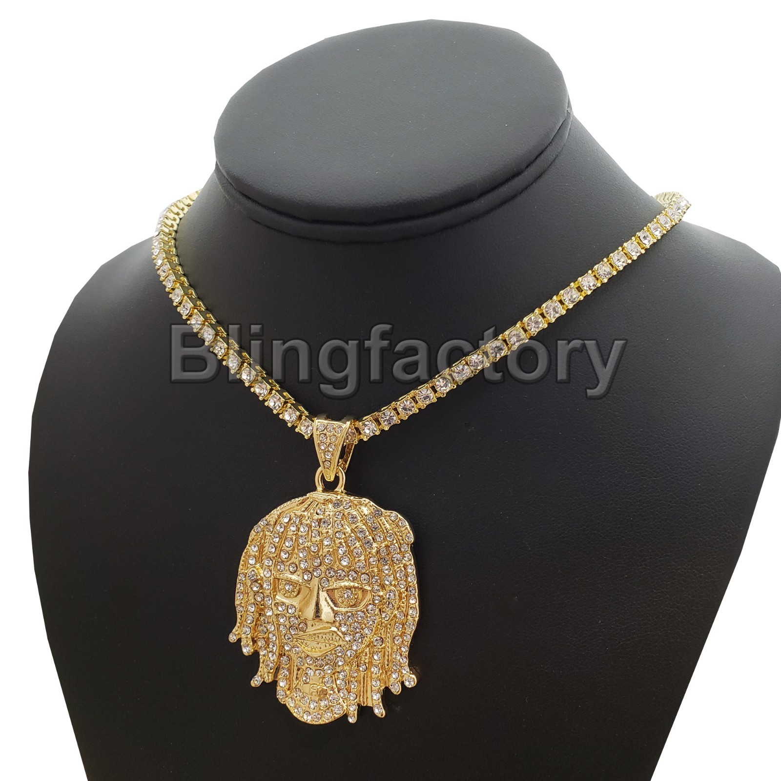 Hip Hop Lil Pump Portrait pendant & 18" Iced 1 Row Diamond Choker Chain ...