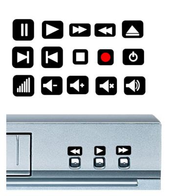 Symboles pour lecteur, DVD CD Video play pause stop rewind autocollant ...