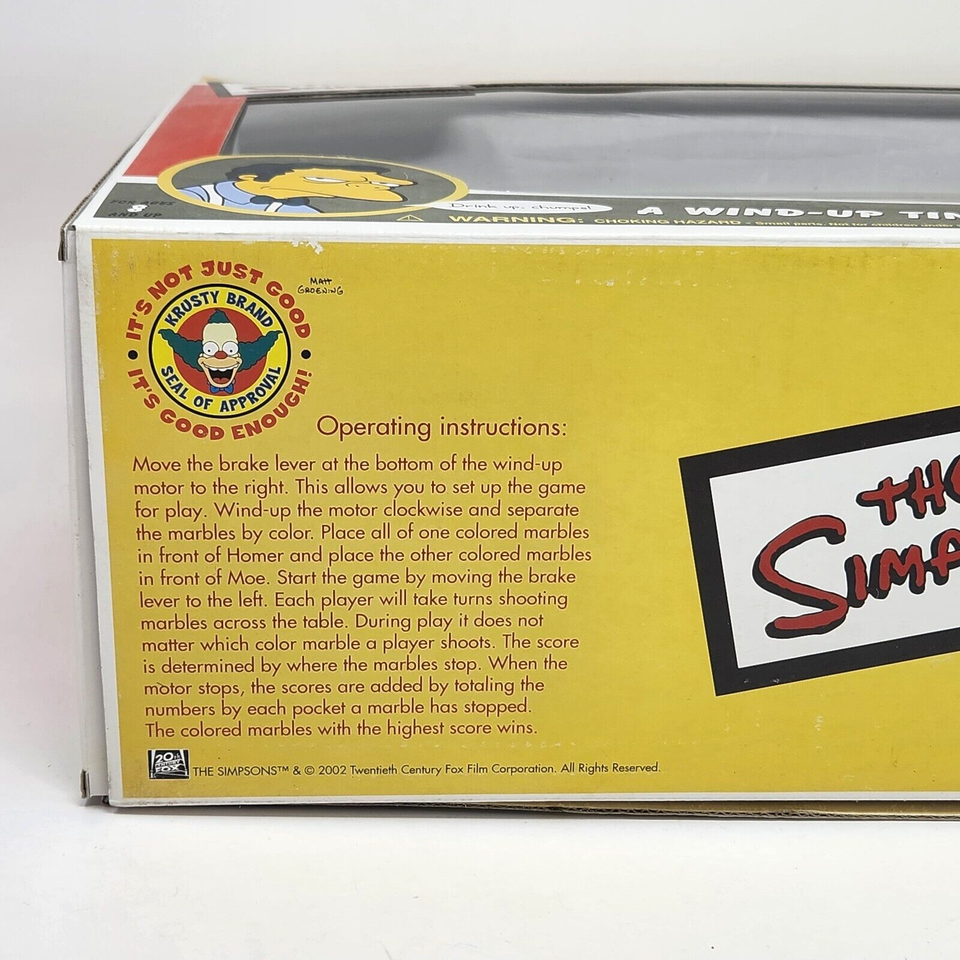 2002 THE SIMPSONS MOE'S TAVERN POOL GAME WIND UP TIN ACTION TOY NEW IN ...